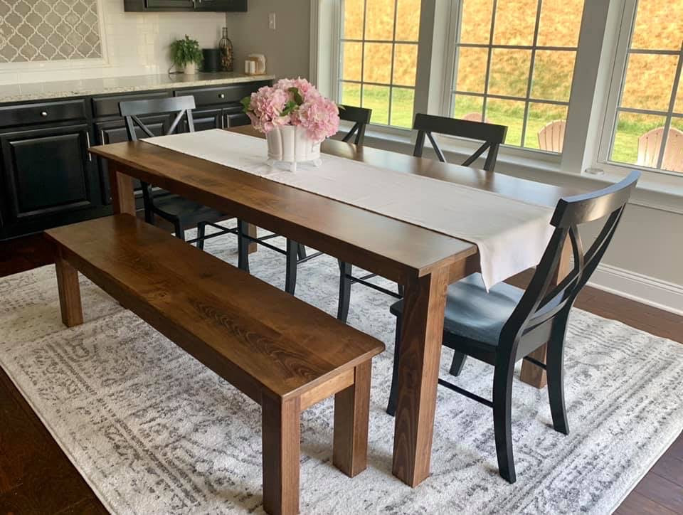 Farmhouse Dining Table with Post Legs - The Wooden Whale Workshop