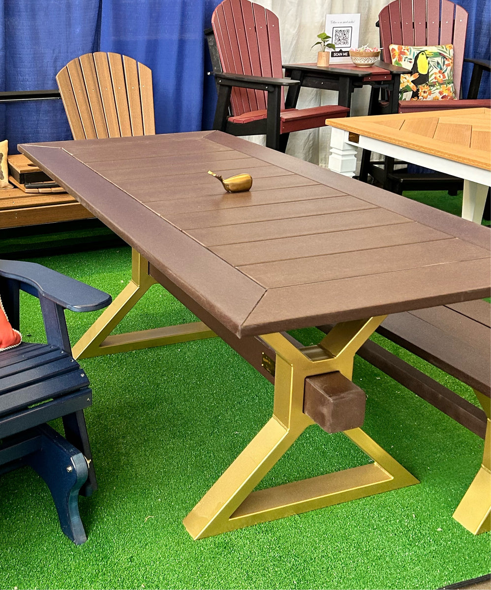 Metal X Beam Outdoor Dining Table – Wooden Whale Workshop